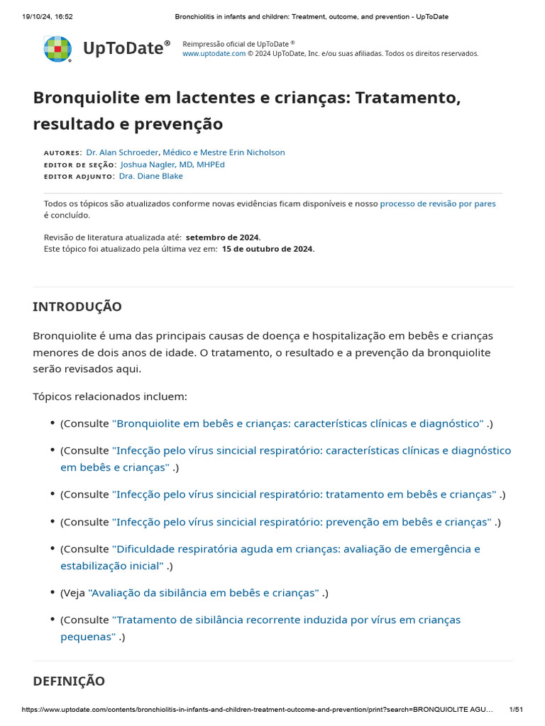 Bronchiolitis in Infants and Children - Treatment, Outcome, and ...