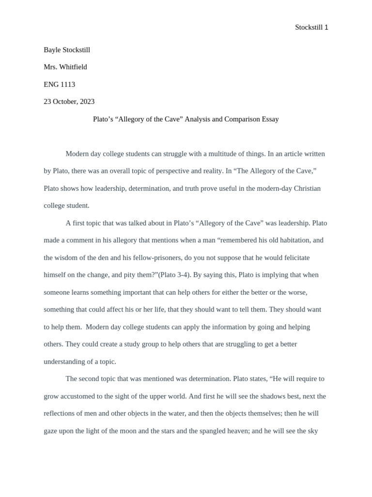 Plato's Allegory of The Cave Essay | PDF