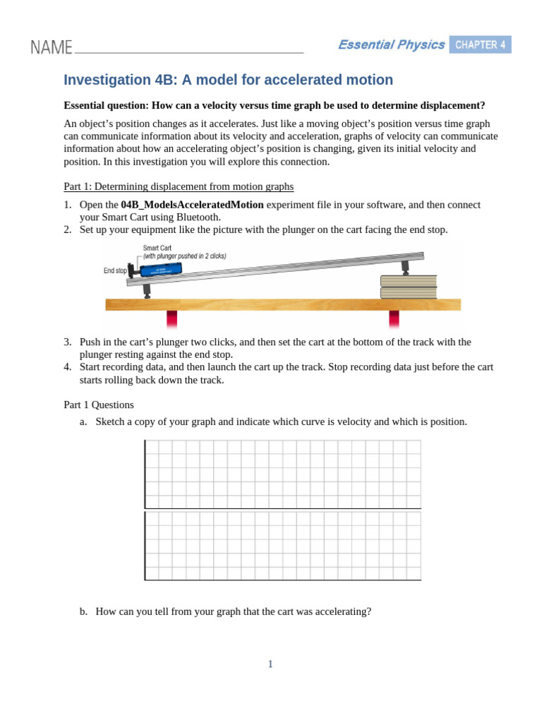 Velocity Time Graphs Displacement Pdf Velocity Acceleration