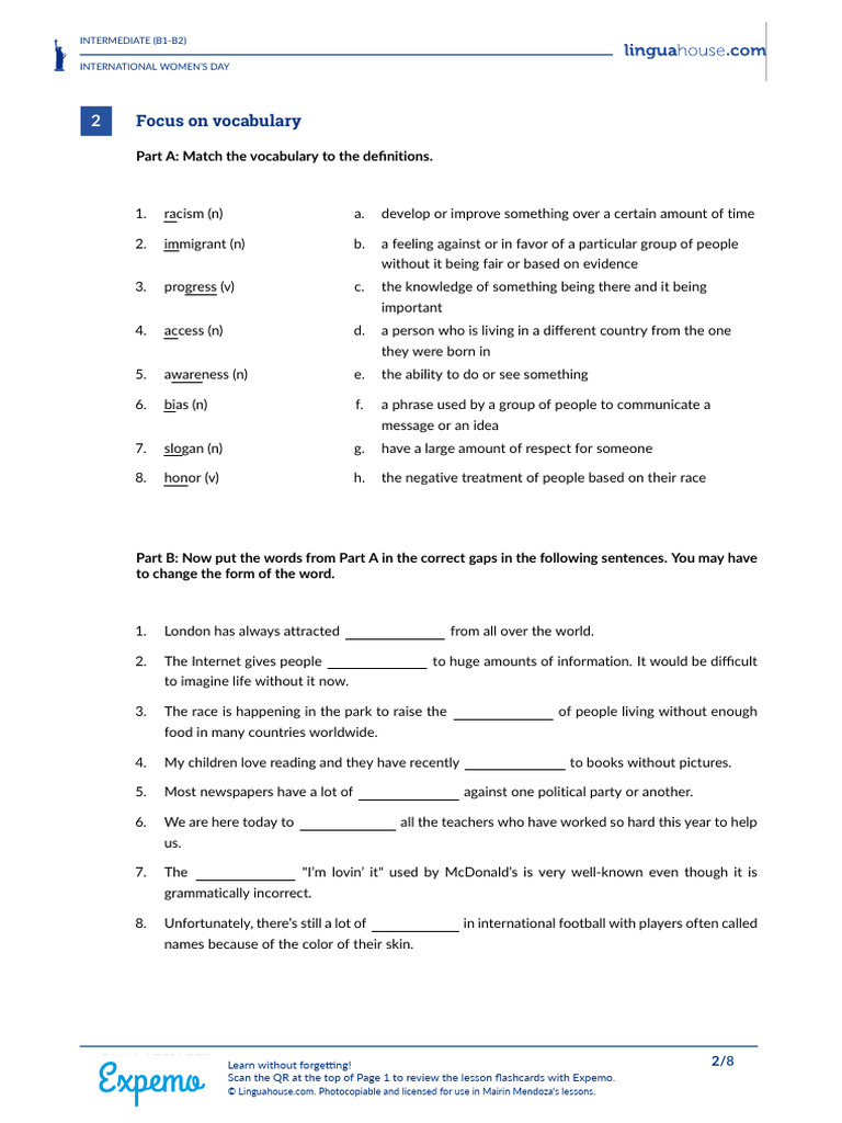 international-womens-day-american-english-student-B1-B2-2 (1) | PDF | Vocabulary | Applied ...