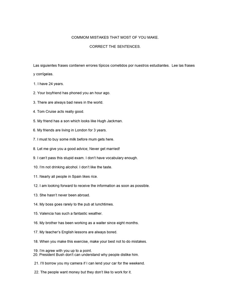 errores comunes | PDF