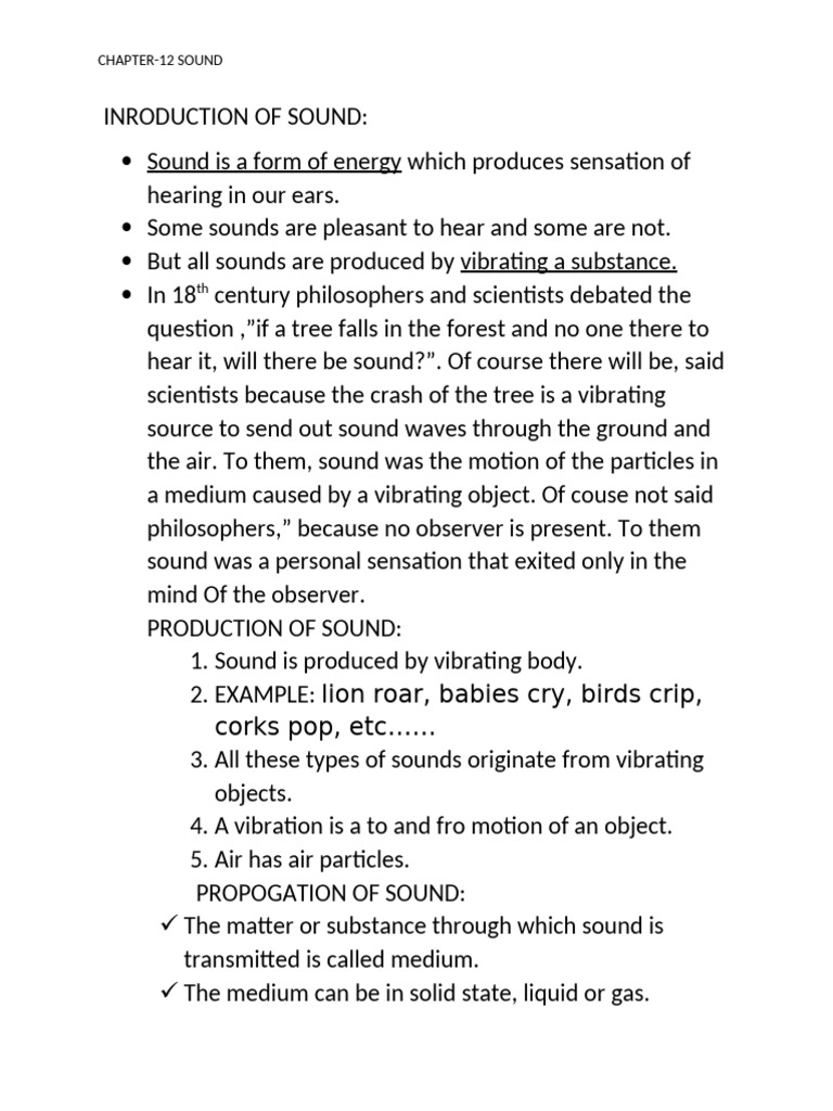 INRODUCTION OF SOUND | PDF | Sound | Waves