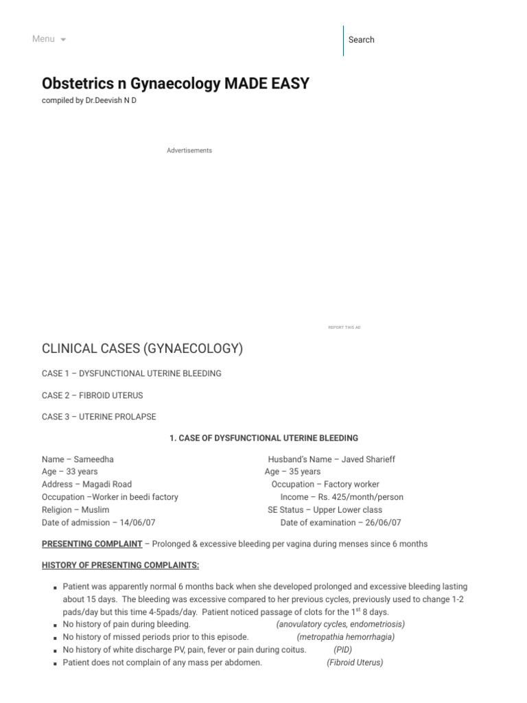 Gynecology Clinical Cases Overview | PDF | Menstrual Cycle | Medical ...