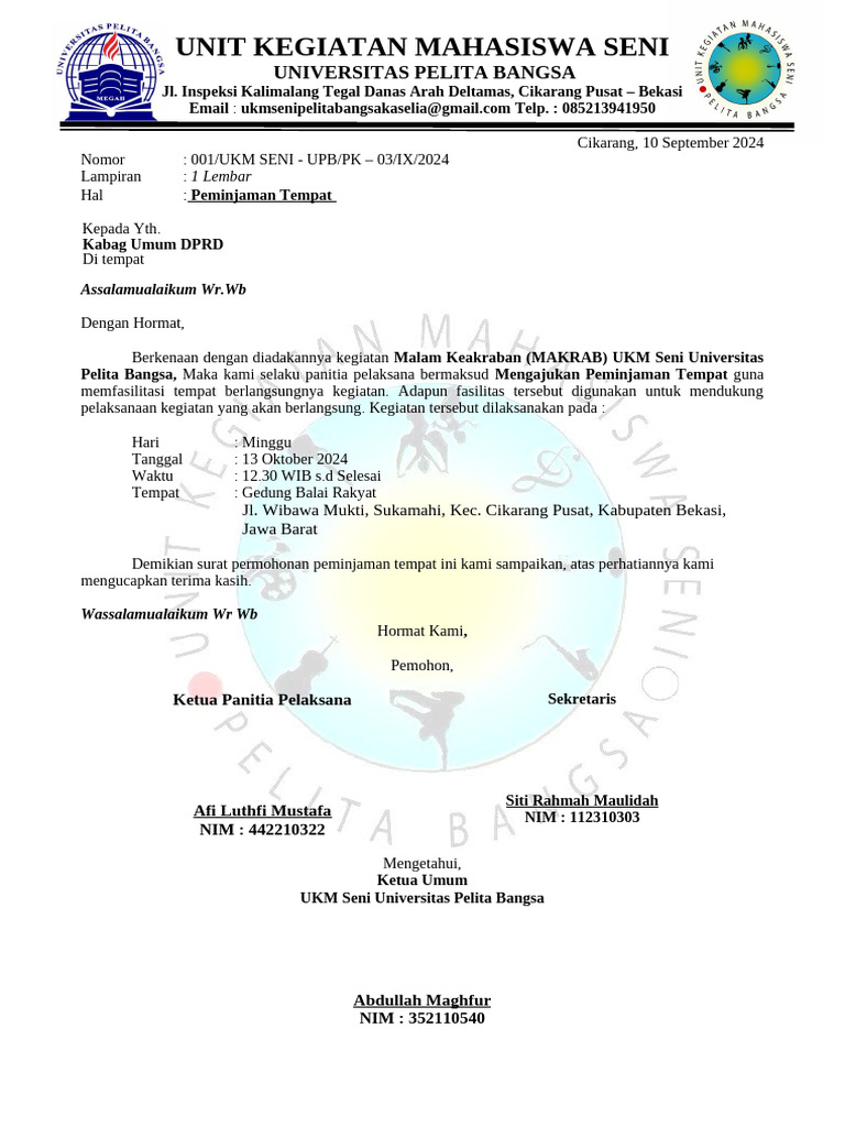 004 - Surat - Peminjaman - Tempat - Gedung - Balai - Rakyat - Makrab ...