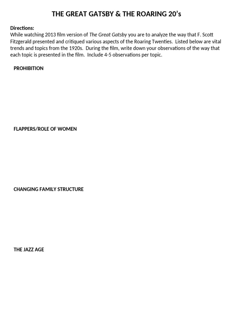 Film Analysis: The Great Gatsby 2013 | PDF