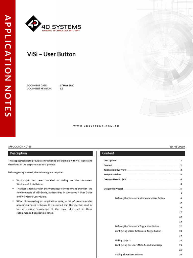 Visi User Button: Document Date: Document Revision | PDF | Button (Computing) | Window (Computing)
