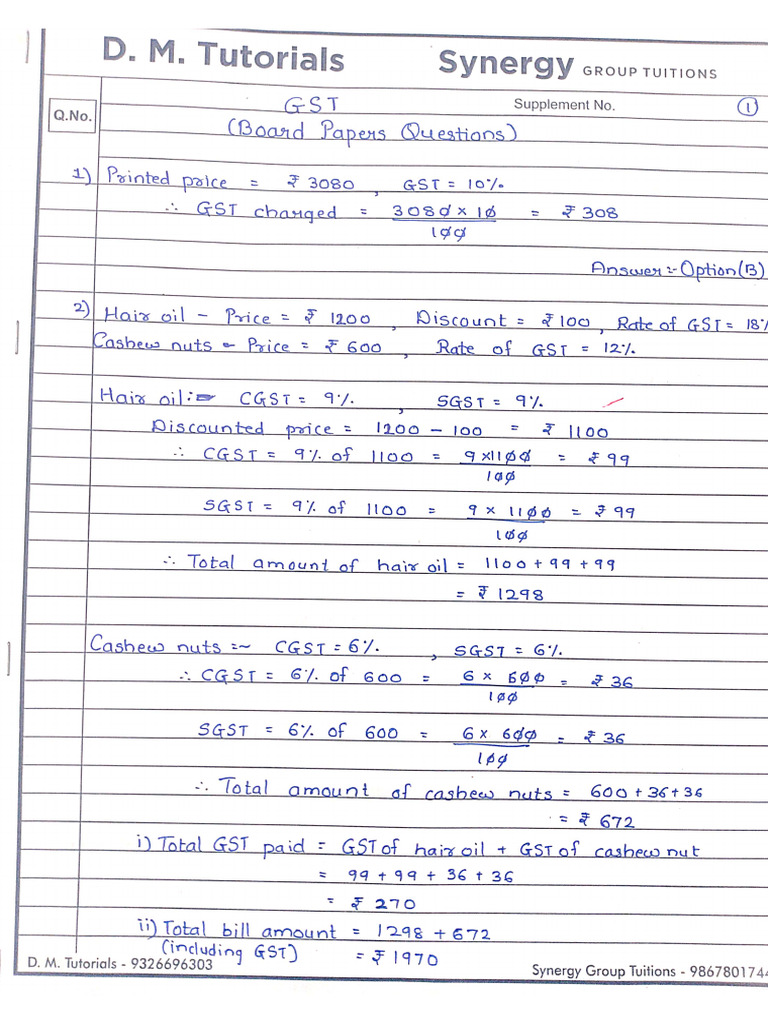 GST(Board Question Papers) | PDF | Financial Accounting | Investing