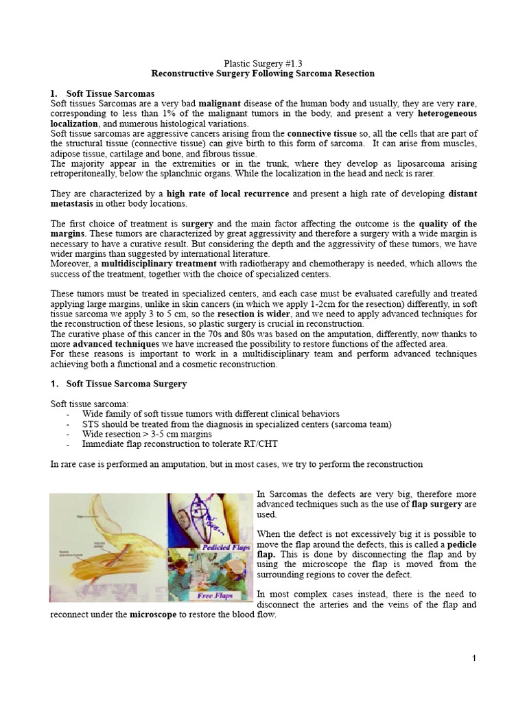 1.3 Plastic Surgery Riassunto | PDF | Sarcoma | Anatomy