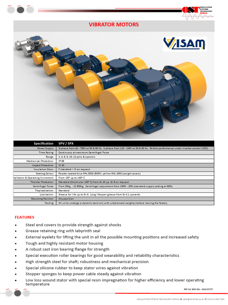 BRO 001 Visam Vibrator Motors | PDF | Mechanics | Physical Quantities
