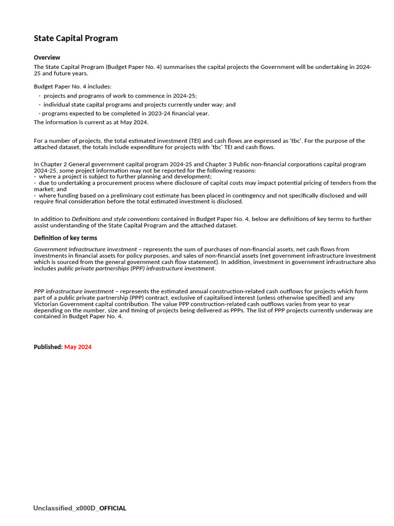 2024-25 State Capital Program | PDF | Public–Private Partnership