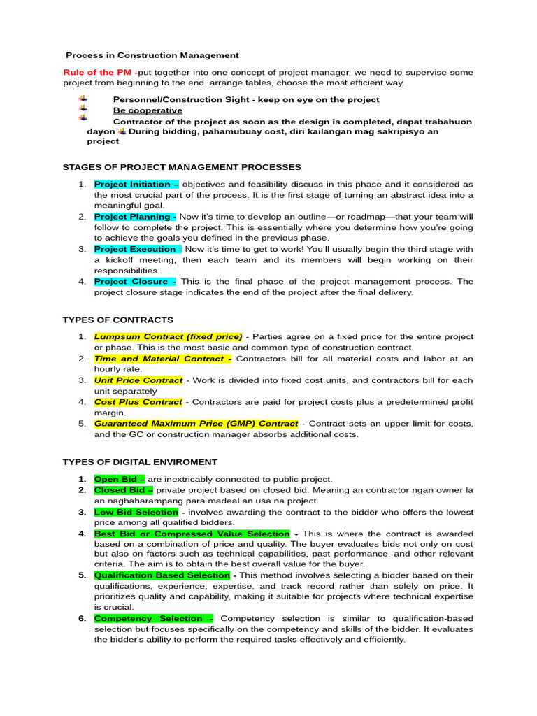 process in construction management | PDF | Construction Management | Project Management