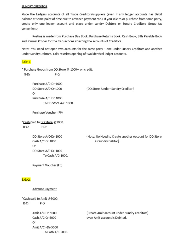Sundry Creditor | PDF | Debits And Credits | Accounting