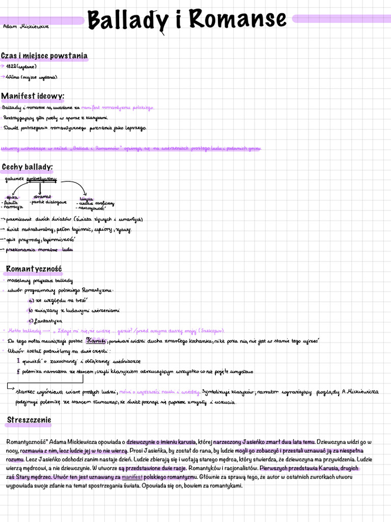 Ballady I Romanse Adam Mickiewicz | PDF