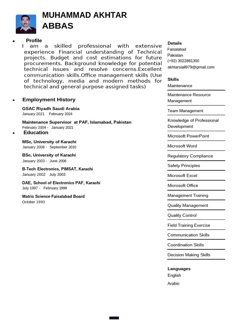 CV Residntial Supervisor Akhtar | PDF
