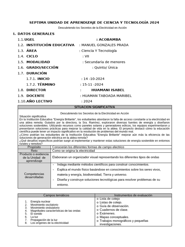 7ma Unidad 5 Grado | PDF | Evaluación | Importar