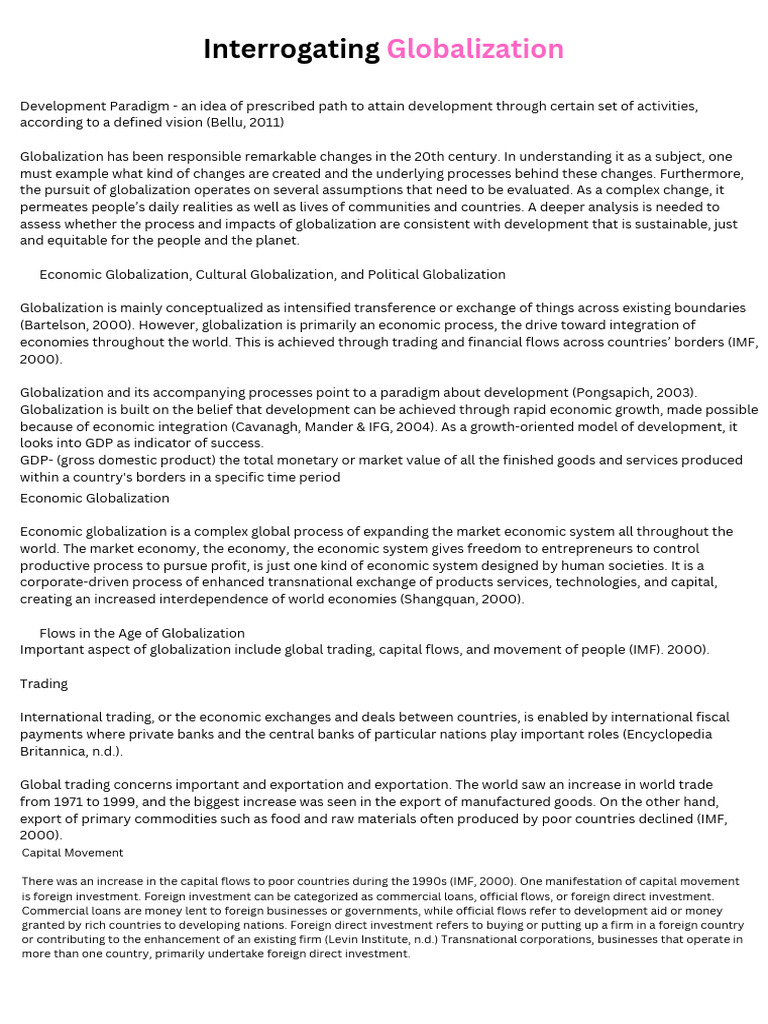 Interrogating Globalization | PDF | Globalization | Poverty