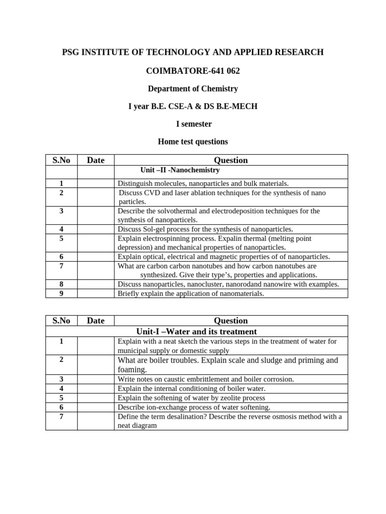Home Test Questions | PDF