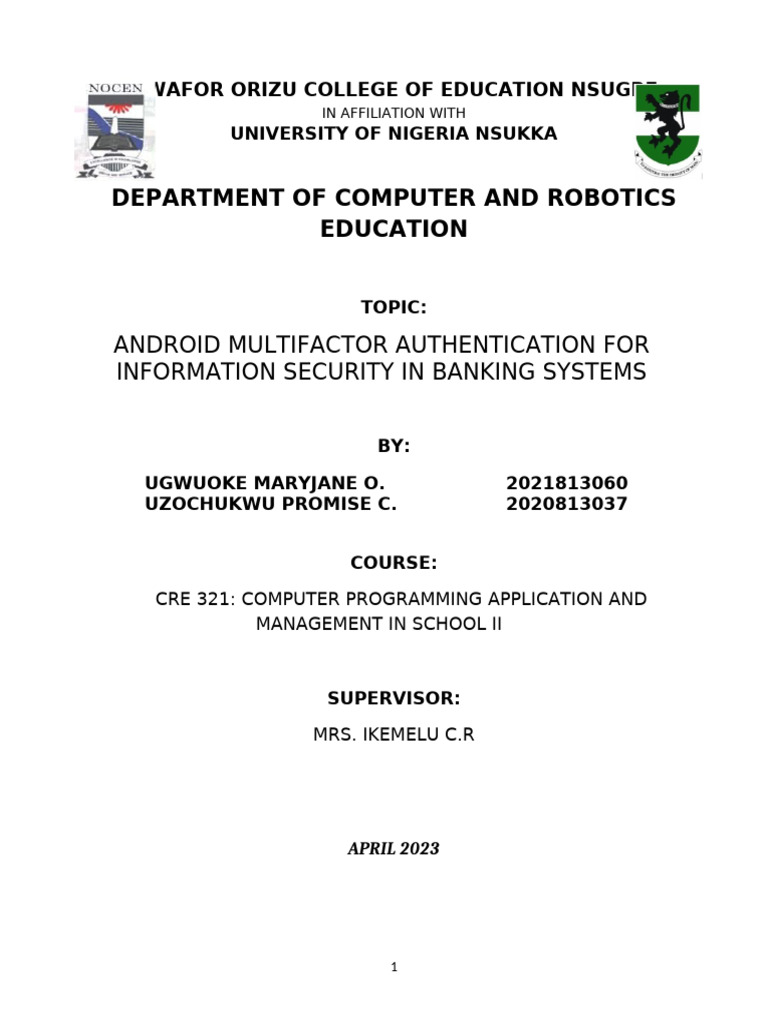 Android Multifactor Authentication | PDF | Password | Security