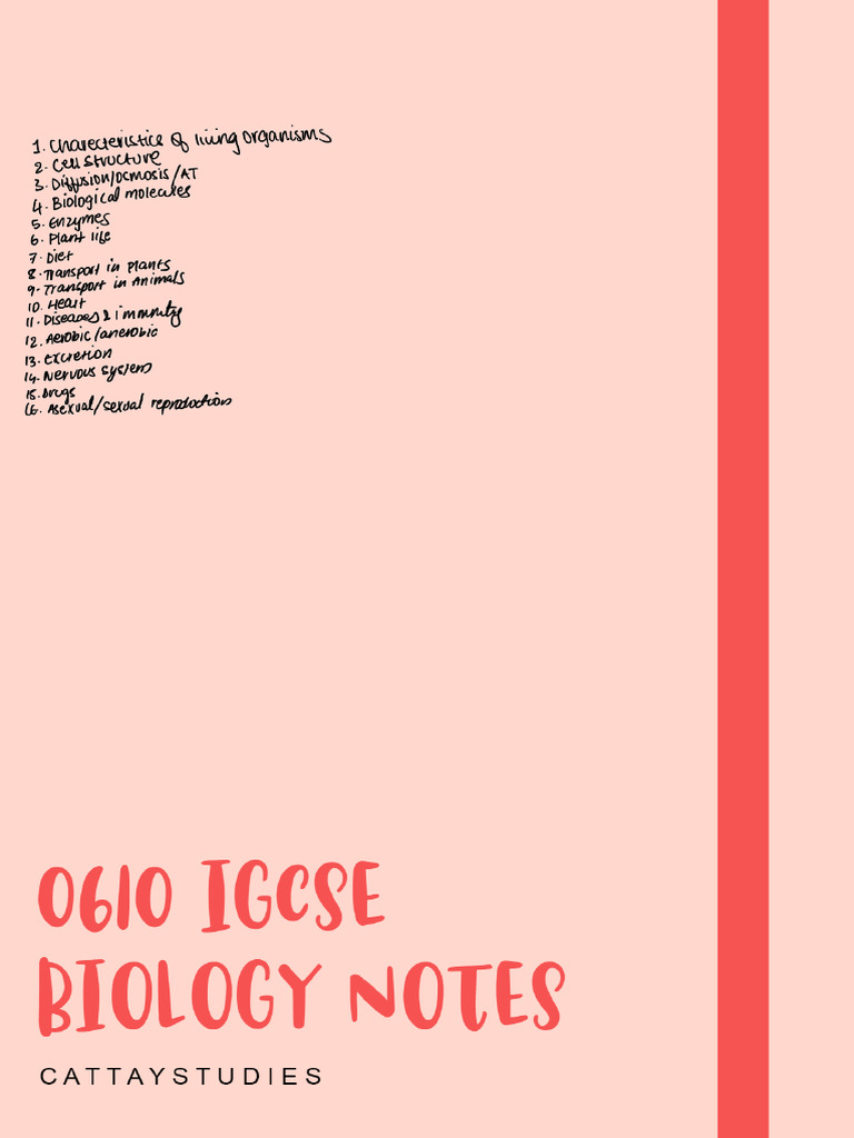 IGCSE Biology Cornell Notes - Cattaystudies 2023 | PDF