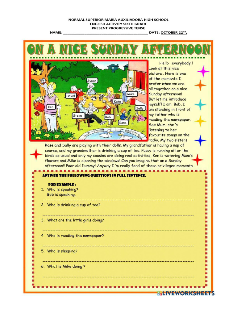 ENGLISH ACTIVITY_PRESENT PROGRESSIVE | PDF