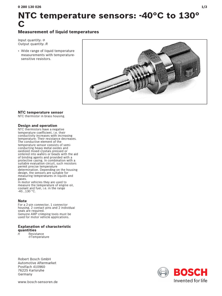 Bosch Temp Sensor | PDF | Electrical Resistance And Conductance ...