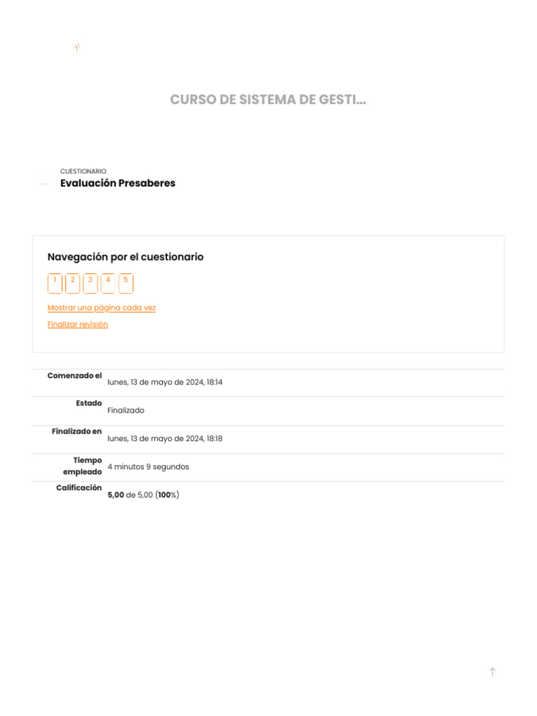 Evaluación Presaberes - CURSO DE SISTEMA DE GEST | PDF