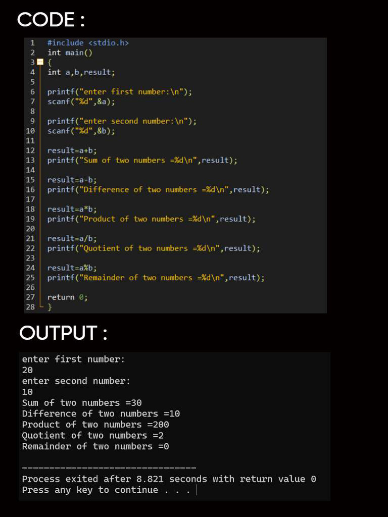 Arithmetic Operations Code 1 | PDF