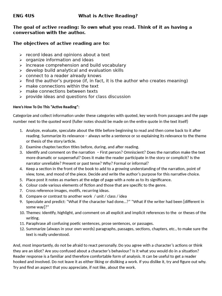 How To Annotate A Text - Active Reading | PDF | Narration | Human ...