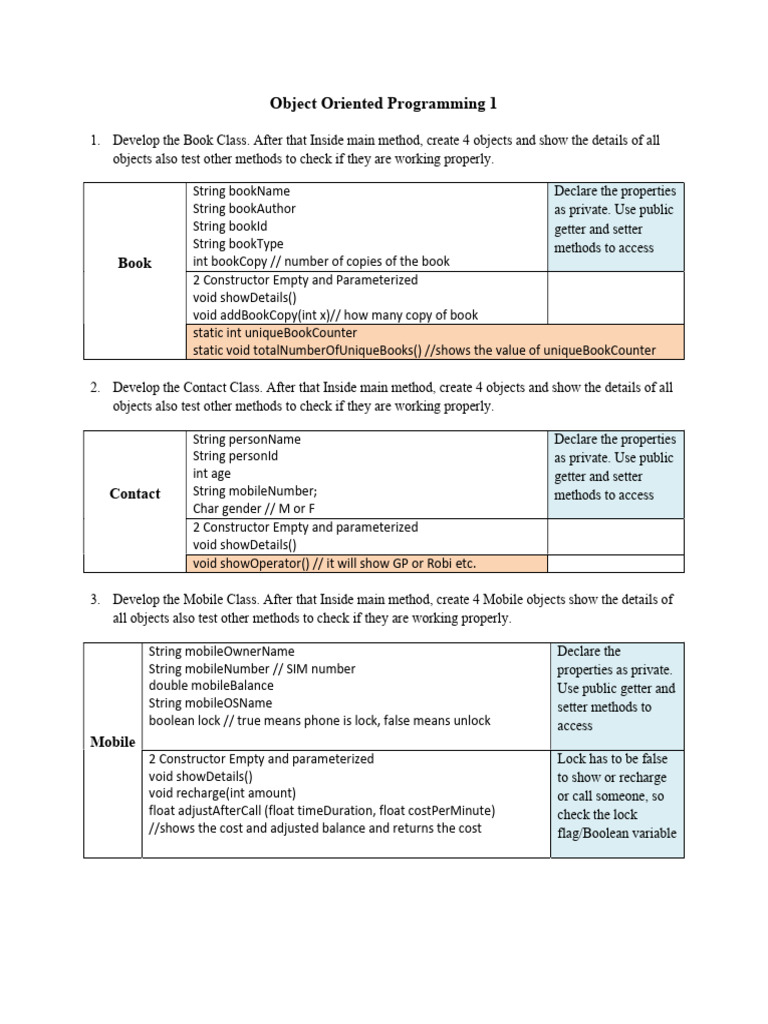 (OOP1) MidTerm - Task 2 - Part 1 | PDF | Constructor (Object Oriented ...
