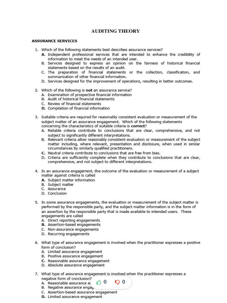 Auditing Theory 250q Question and Answer - Compress | PDF | Audit ...