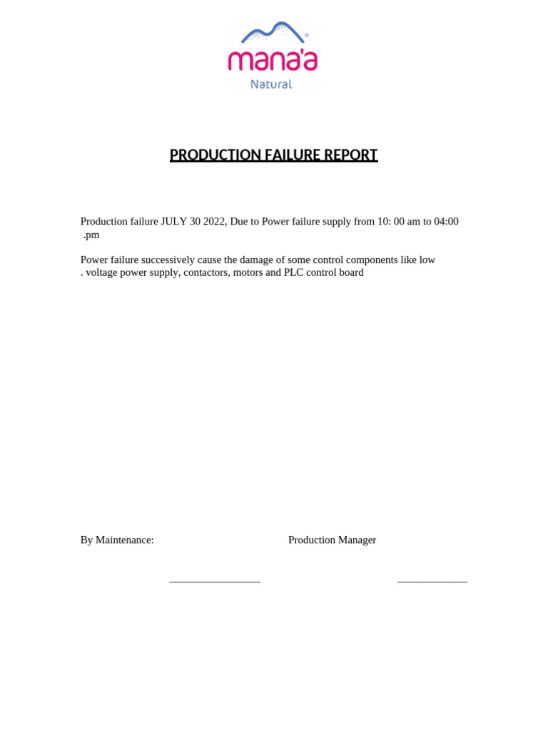 Production Failure Analysis | PDF