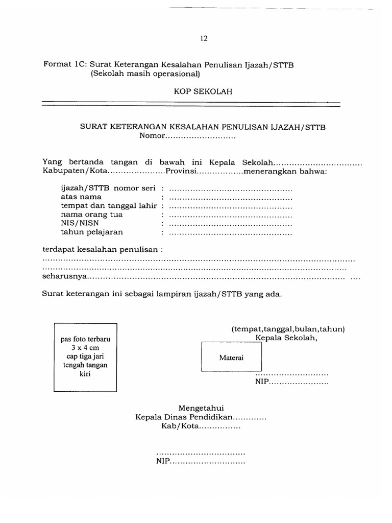 Format Perubahan Nama Ayah | PDF