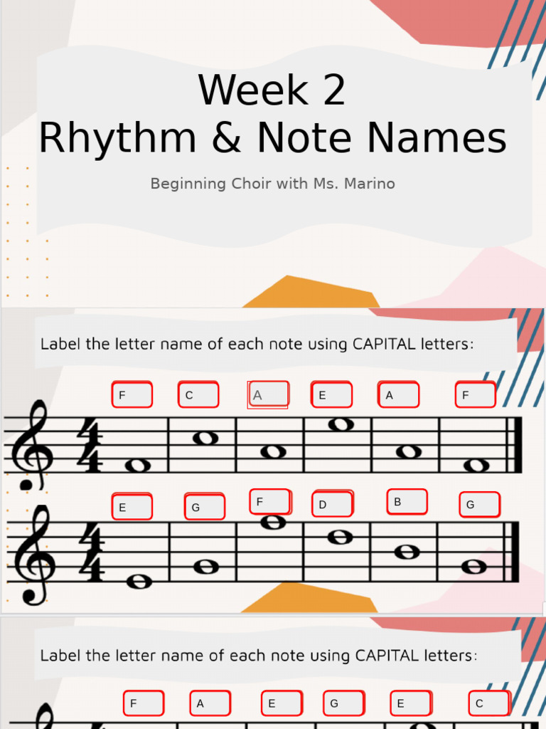 Week 2 - Rhythms & Note Names | PDF