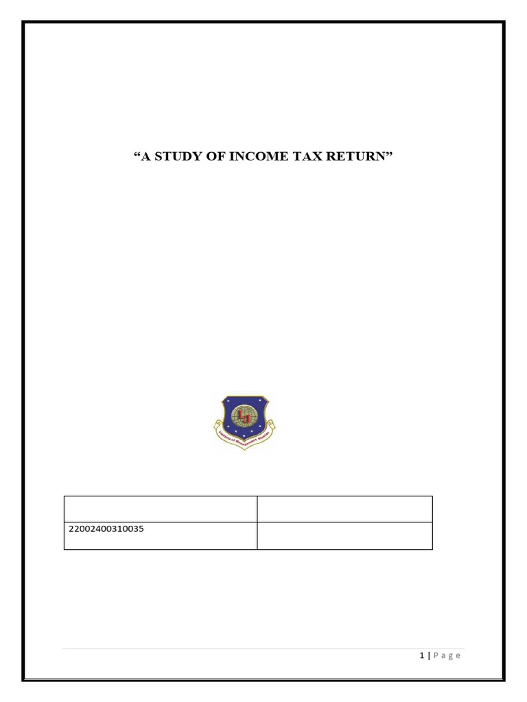 MBA Project: Income Tax Return Study | PDF | Expense | Taxes