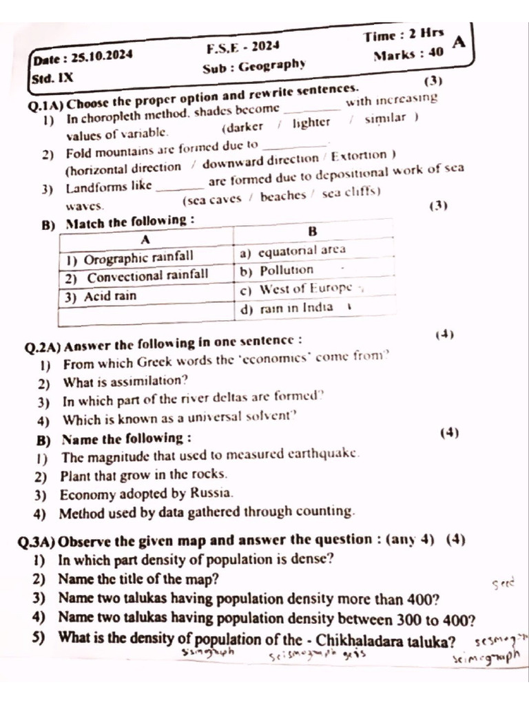 Geography 9th Question Paper | PDF