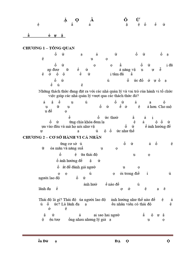 2024 - NDT - Tai Lieu On Tap Tham Khao Hoc Phan Hanh Vi To Chuc | PDF