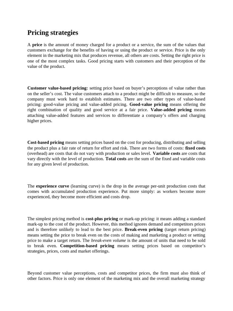 10-3 Pricing Strategies | PDF | Pricing | Prices