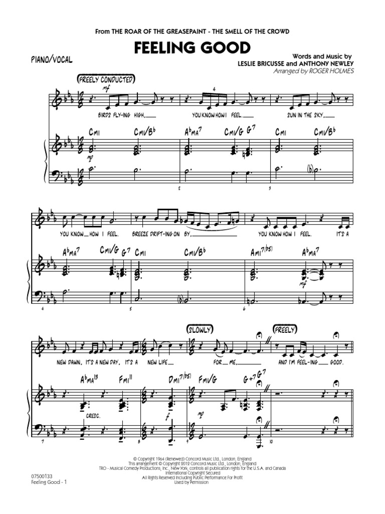 Feeling Good Piano Vocal Solo | PDF