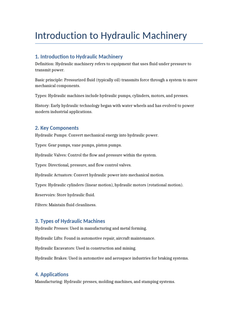 Hydraulic Machinery Introduction | PDF | Business