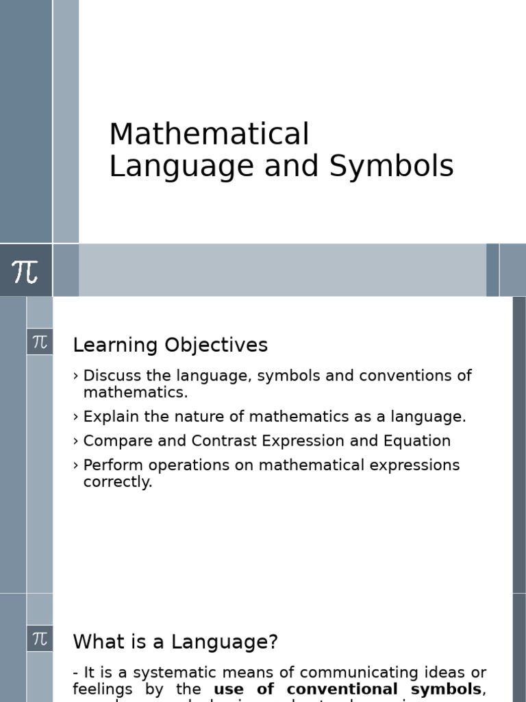 Mathematical Language and Symbols | PDF | Numbers | Equations