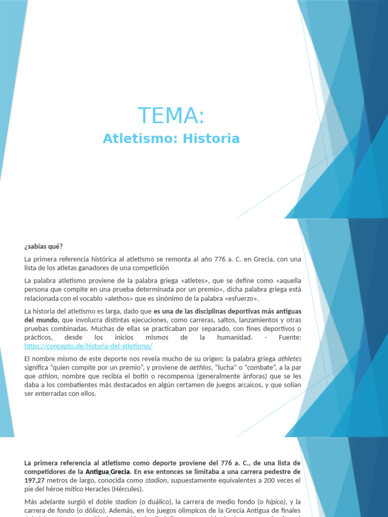 Básica 10mo A Atletismo Historia | PDF | Deporte del atletismo | Europa