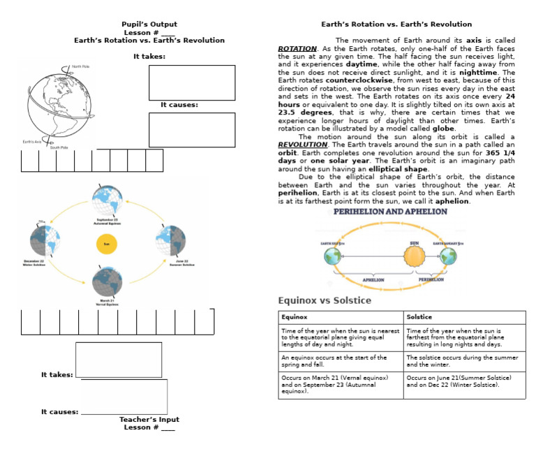 Earth’s Rotation and Revolution Explained | PDF | Apsis | Earth