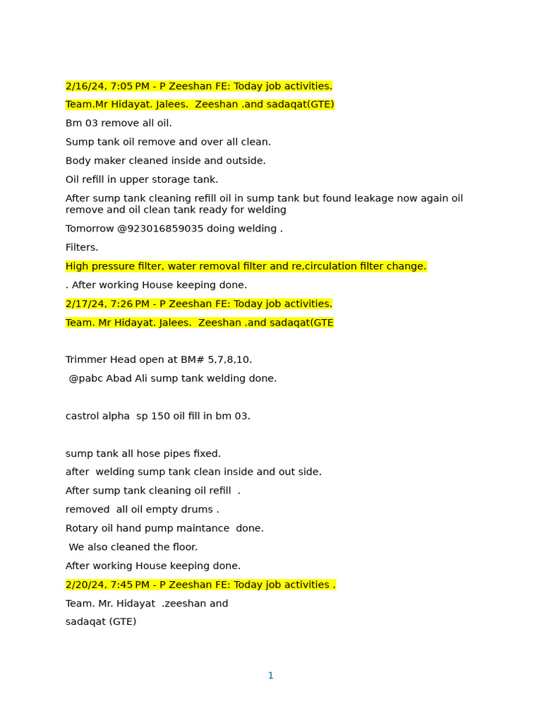 Daily Activities Pdf