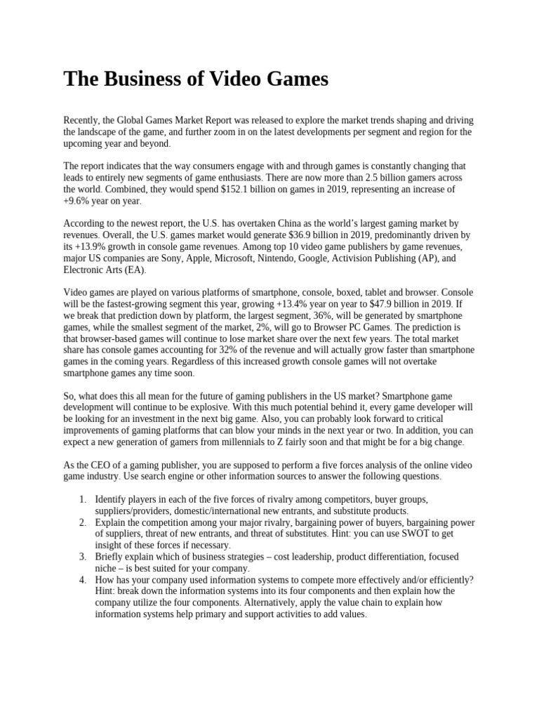 Business of Video Games | PDF | Marketing | Business Economics
