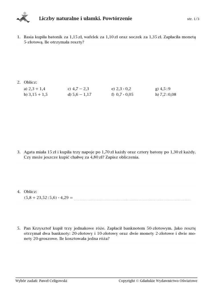 Ułamki I Liczby Naturalne | PDF