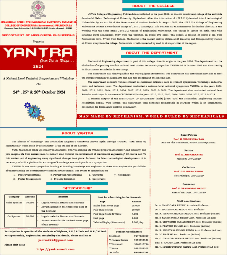 YANTRA 2K24 Brochure | PDF | Engineering