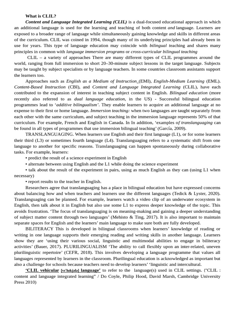 CLIL 1 | PDF | Learning | Educational Assessment