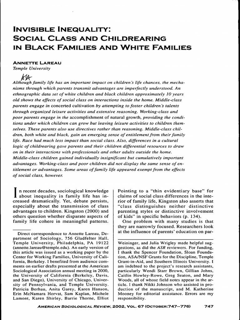 Lareau 2002 | PDF | Parenting