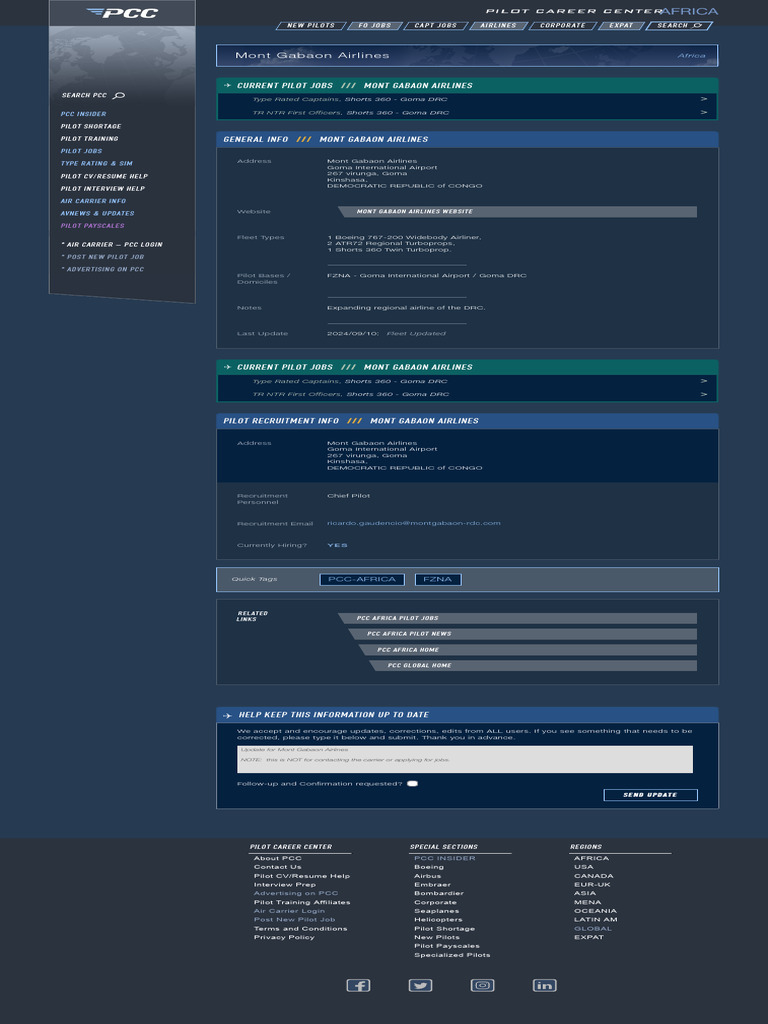 Mont Gabaon Airlines - Pilot Career Center | PDF | Airlines ...