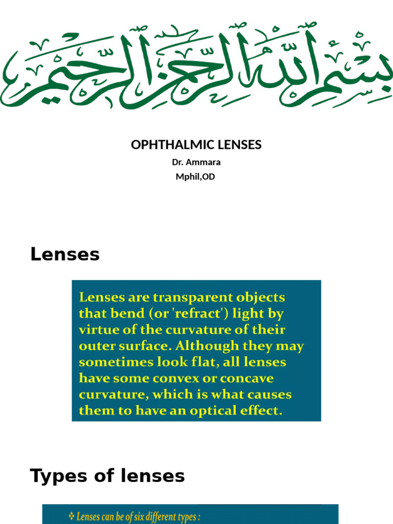 Types and Benefits of Ophthalmic Lenses | PDF | Career & Growth